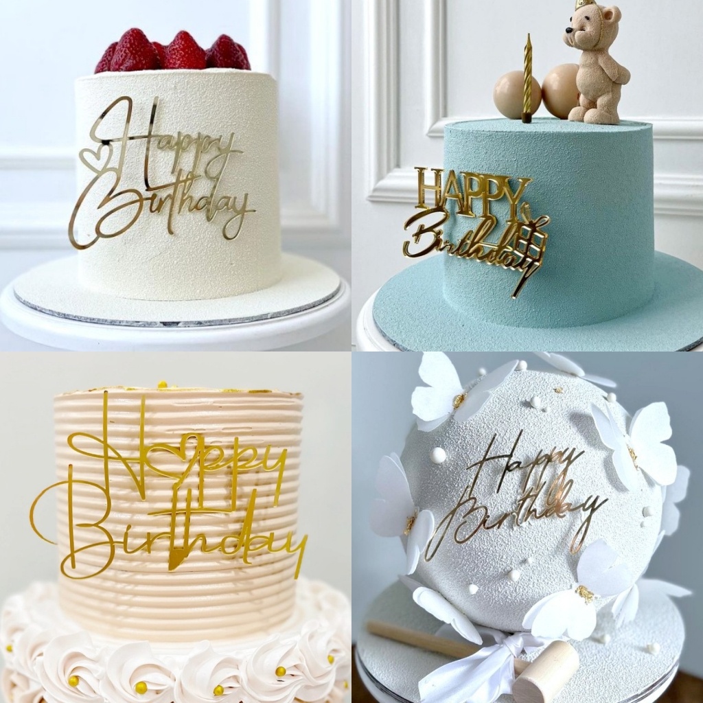 Acrylic Happy Birthday Cake Topper no Stick, Cursive Font Happy ...