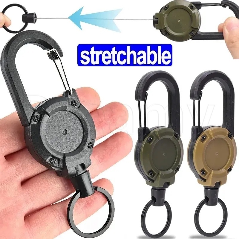 Heavy Duty Retractable Pull Steel Wire Carabiner - Easy To Pull ...