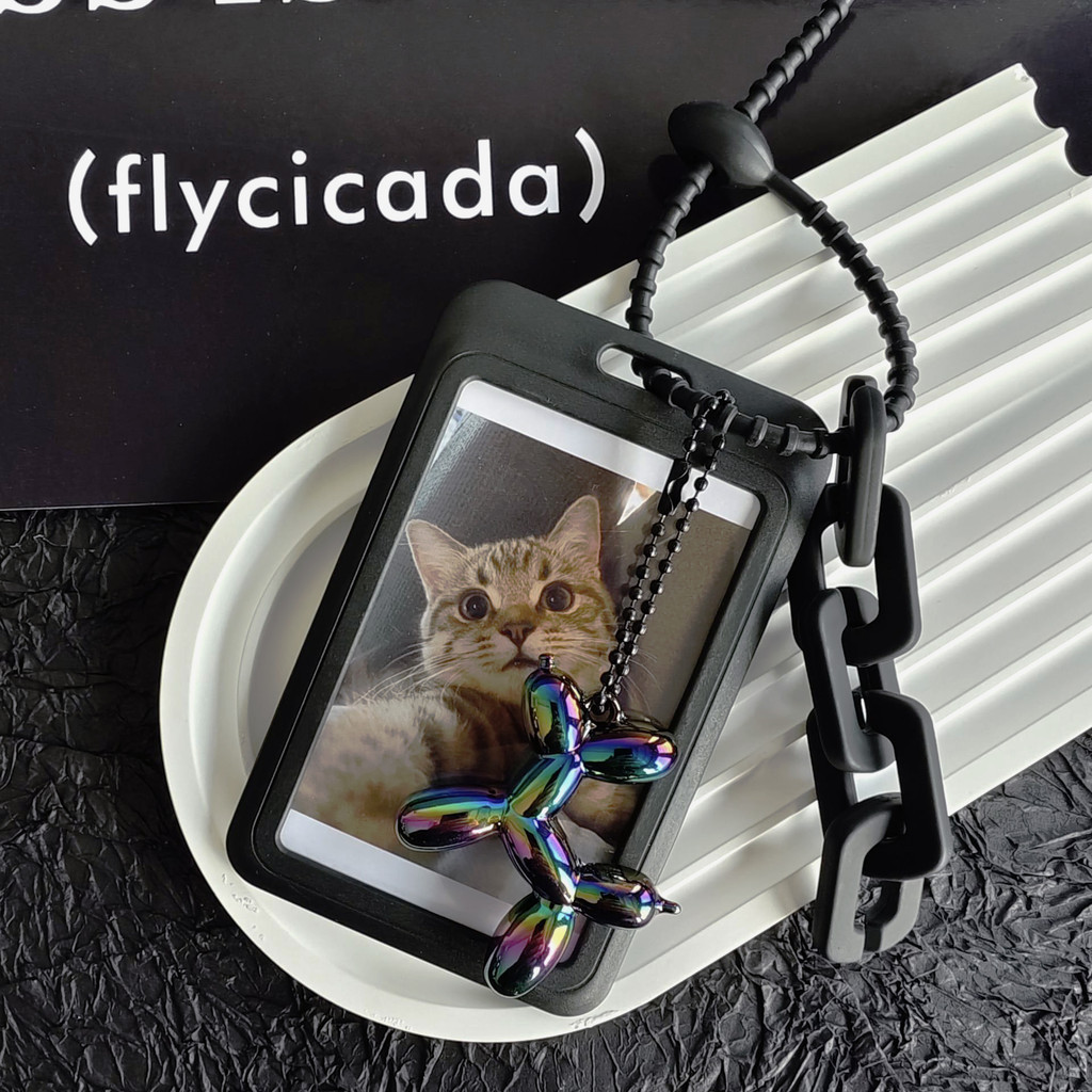 Black Couple Simple Solid Work ID Transparent Card Holder Campus ...