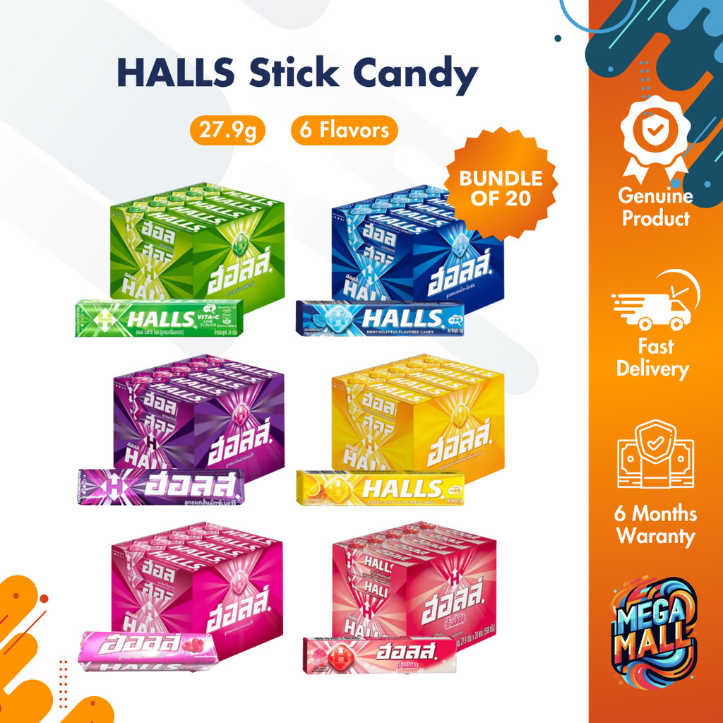 [Bundle of 20] HALLS Stick Candy 27.9g - Refreshing Menthol Flavor ...