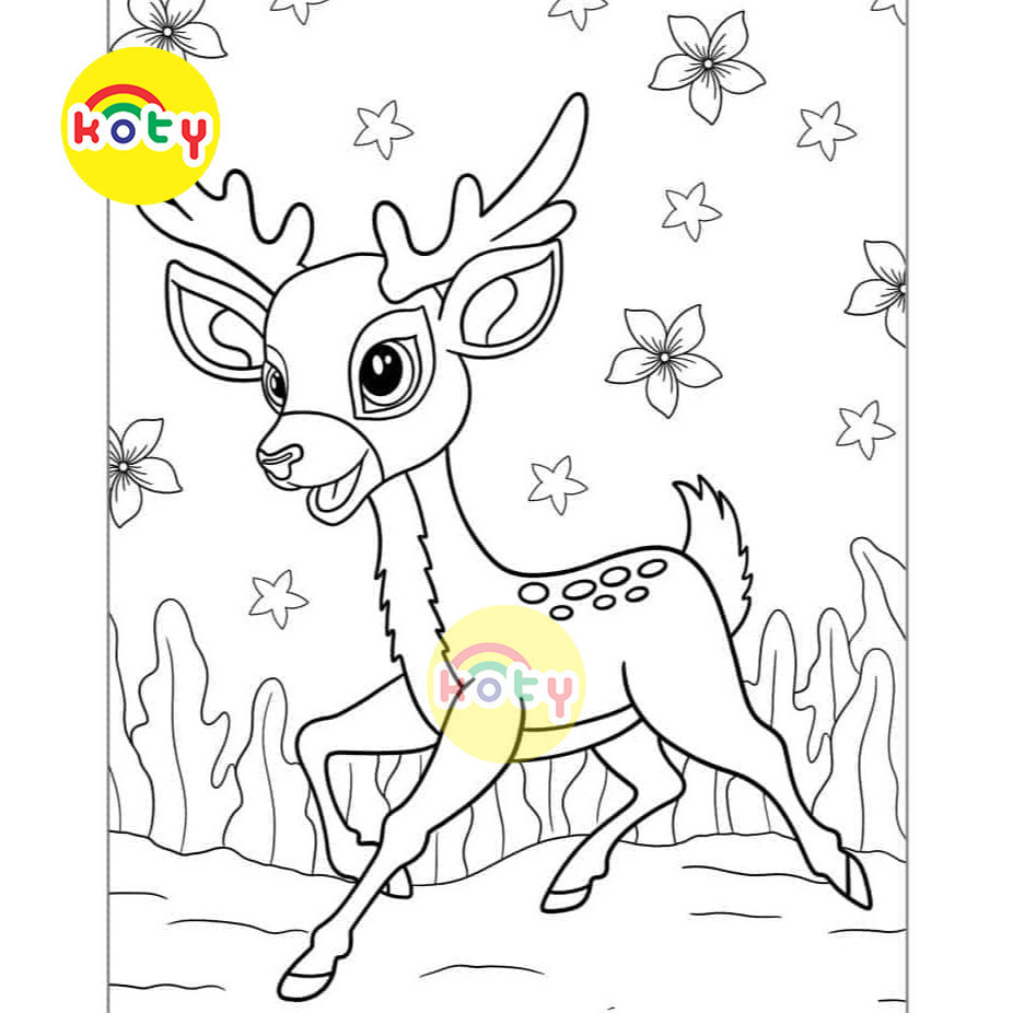 Set of 50 Jungle Animal themed coloring pages for children, cute ...