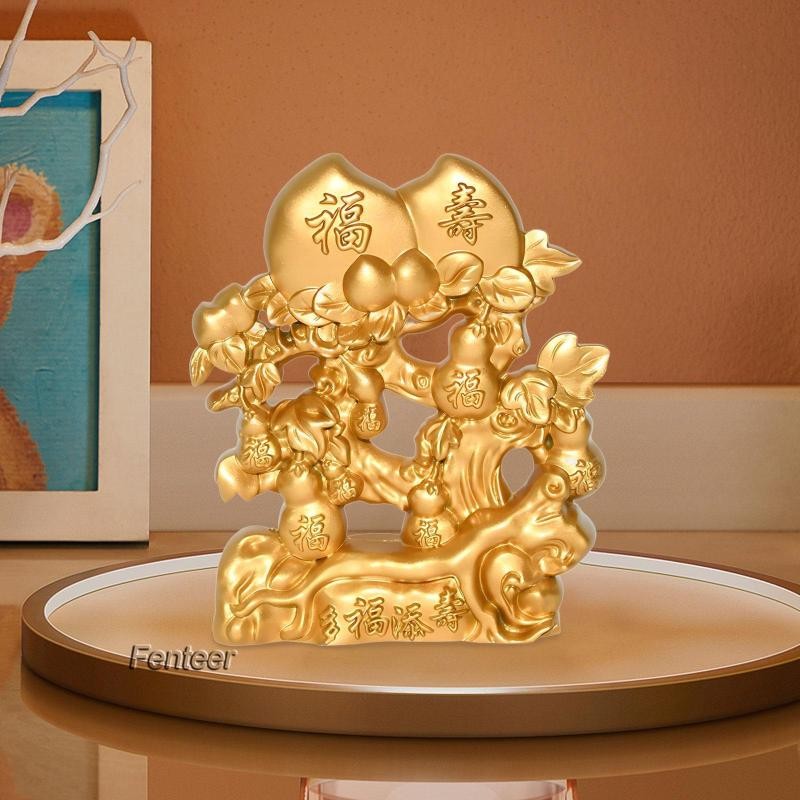[Fenteer] Double Longevity Peach Ornament Peach Statue for Bookshelf ...