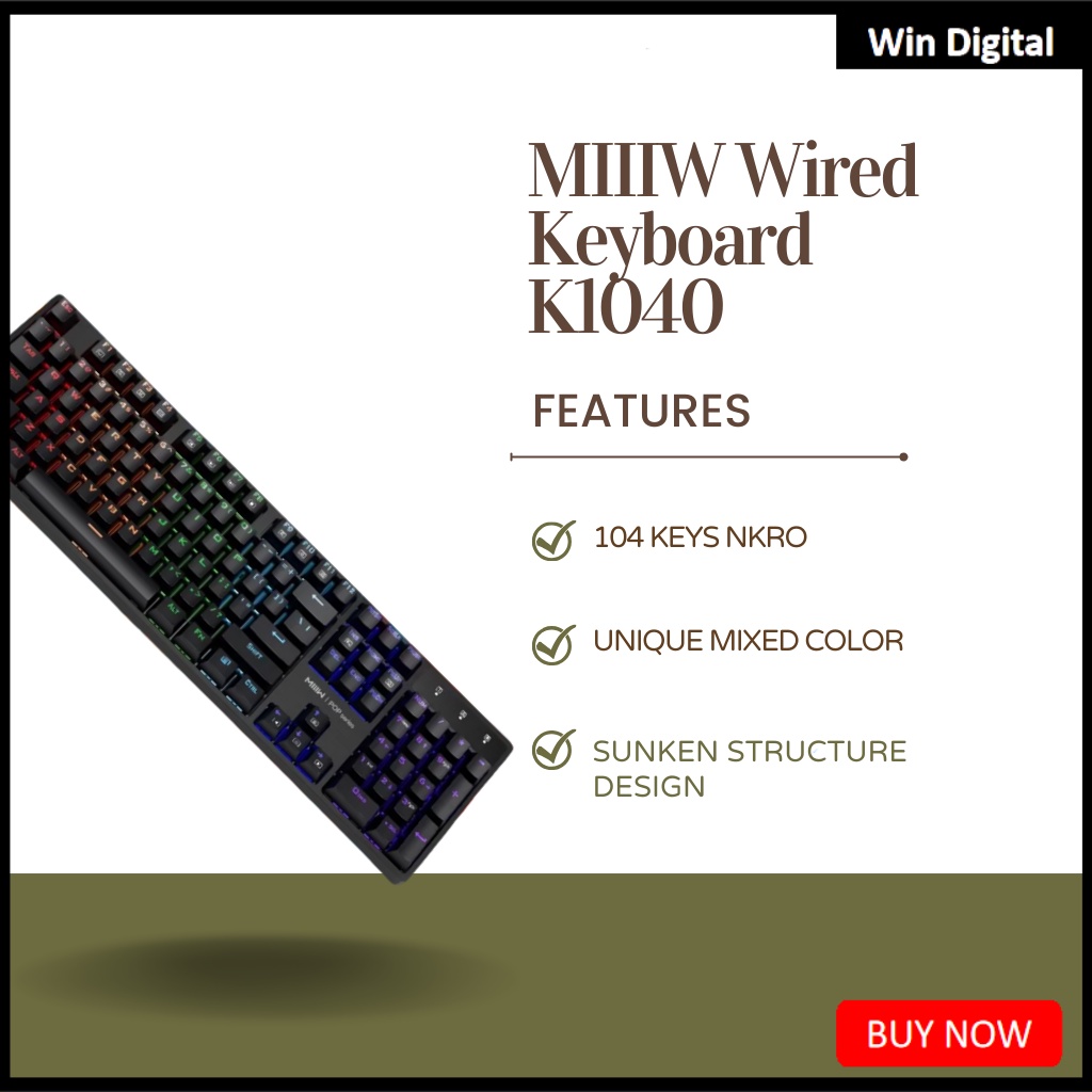 MiiiW Pop Series K1040 104-Key Wired Mechanical Keyboard With 9 Color Light Effect Mixed Color ...