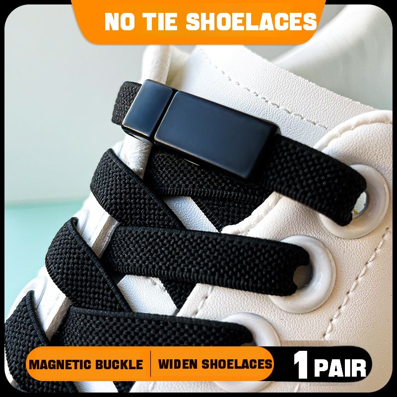 Magnetic Lock Shoelaces without ties Elastic Laces Sneakers No Tie Shoe ...