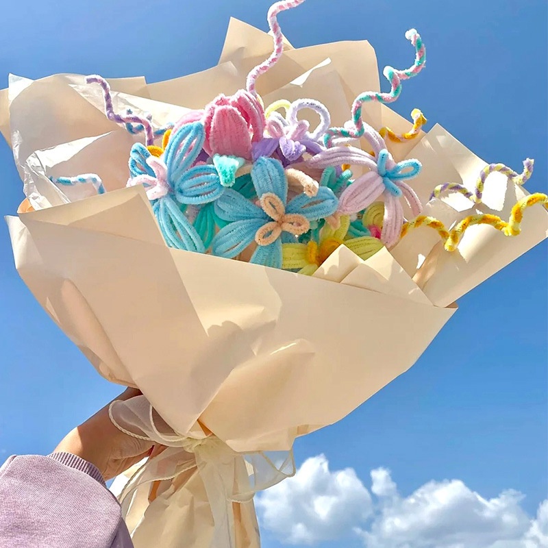 100Pcs Colourful Woolen Twist Bar Chenille Stems Wire Craft Pipe DIY ...