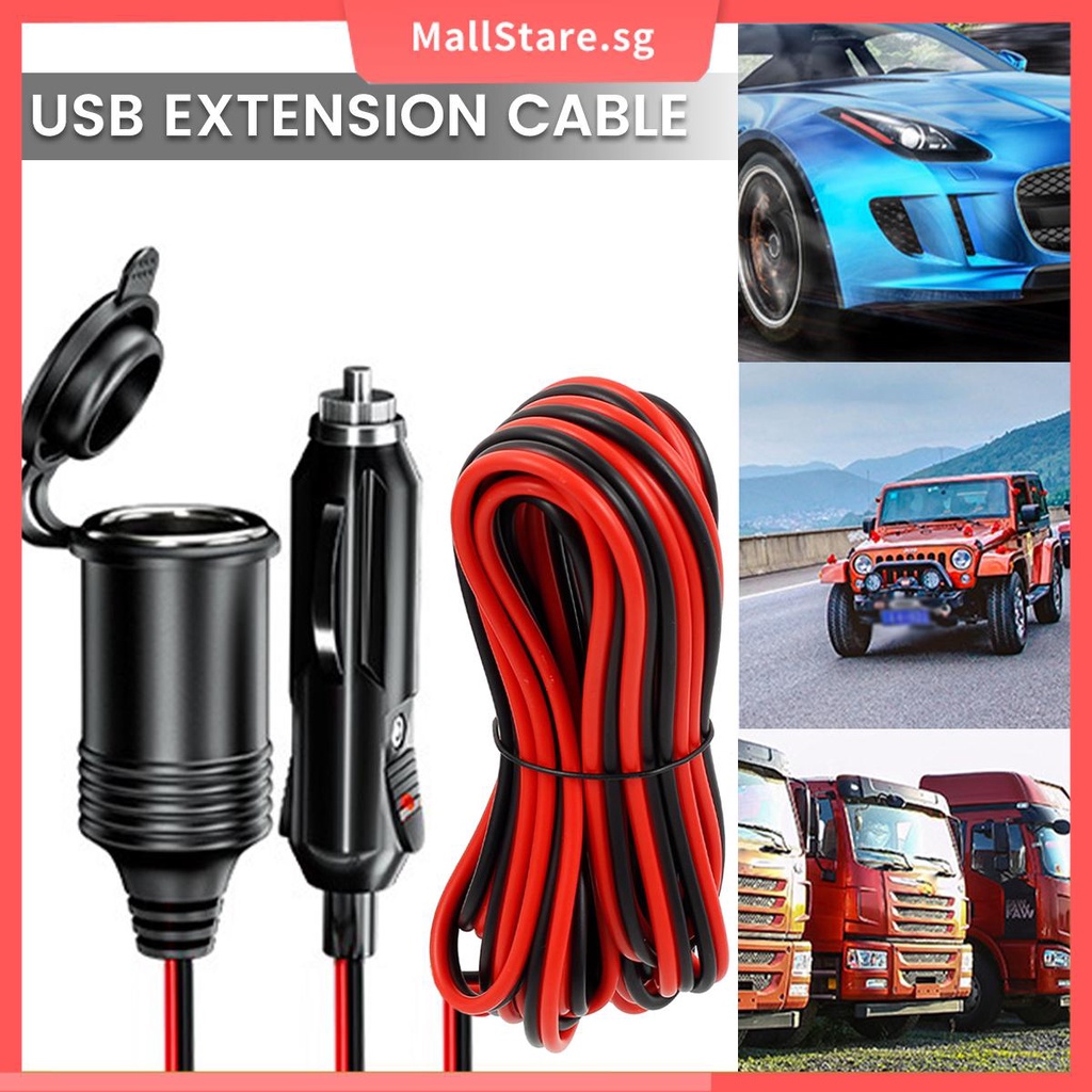 4M Car Cigarette Lighter Extension Cable 12V-24V Socket Charger Adapter ...