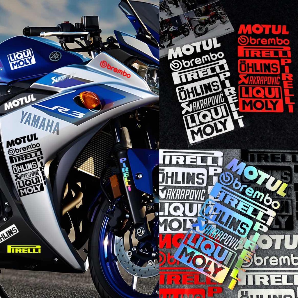 Motorcycle Stickers Set Motor Bike Scooter Body Fuel Tank Decal MOTUL ...