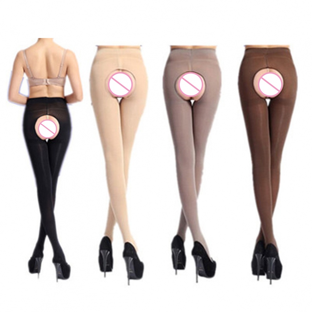 Women 120d Velvet Crotchless Sexy Tights Open Crotch Pantyhose Erotic