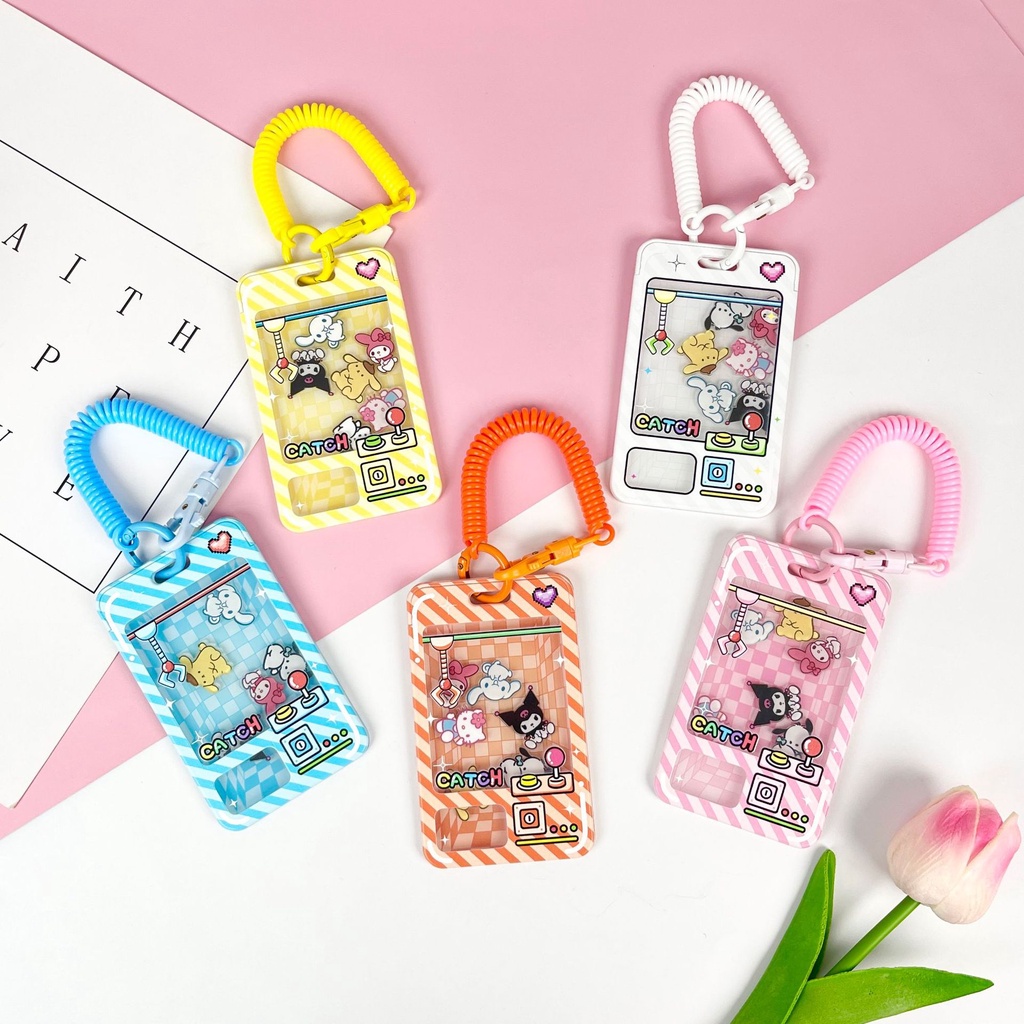 Transparent Acrylic Card Holder with Lanyard Cute Keychain Student Card ...