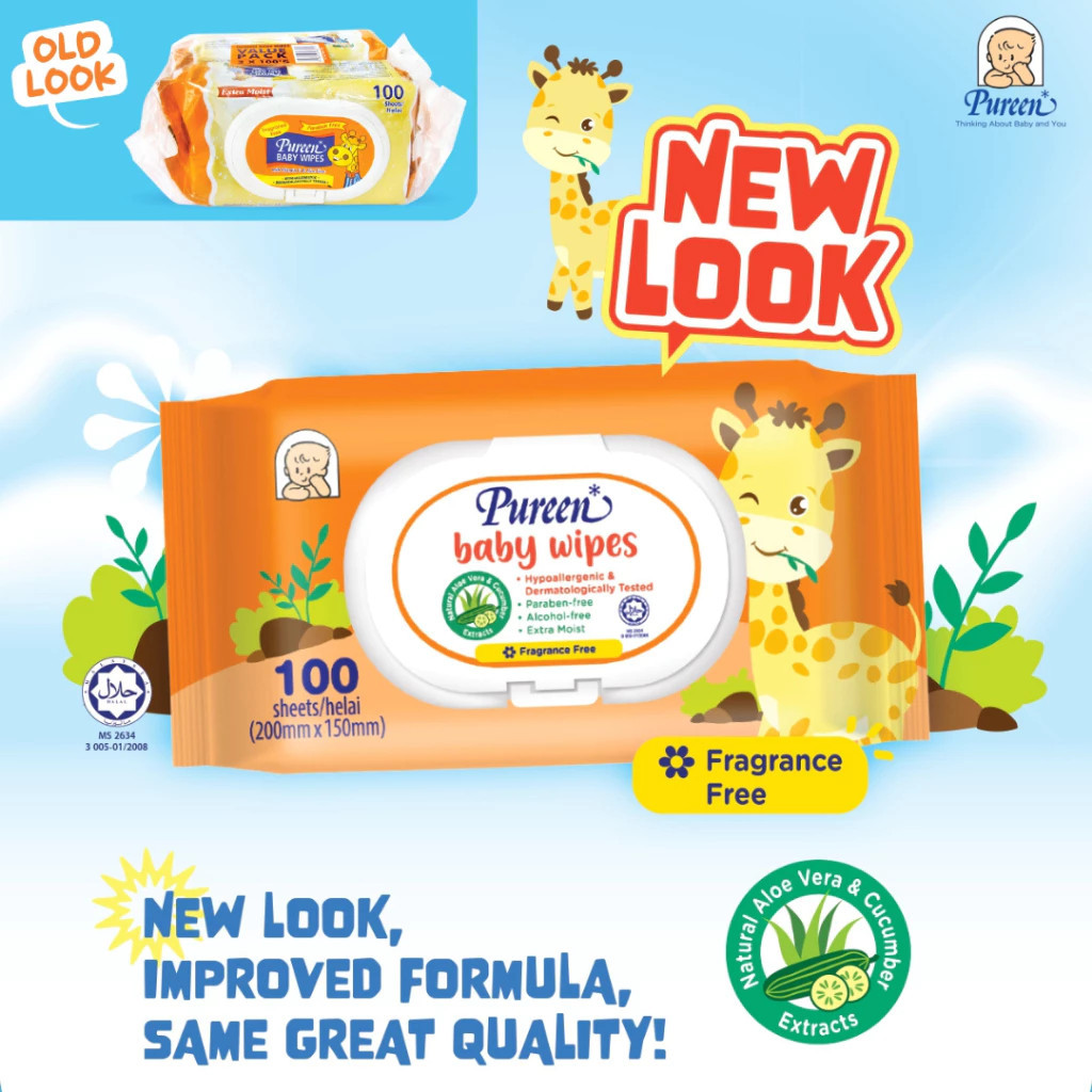 Pureen Baby Wipes Wet Tissue Tisu Basah - Fragrance Free / Blue / Pink ...