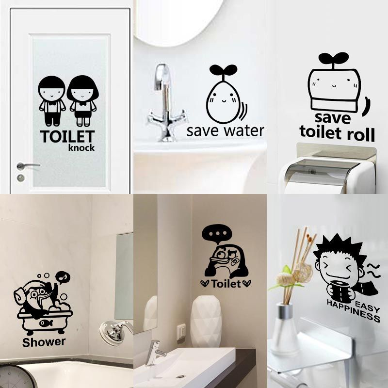 Toilet Waterproof Stickers Toilet Stickers Cute Bathroom Signs Wall ...