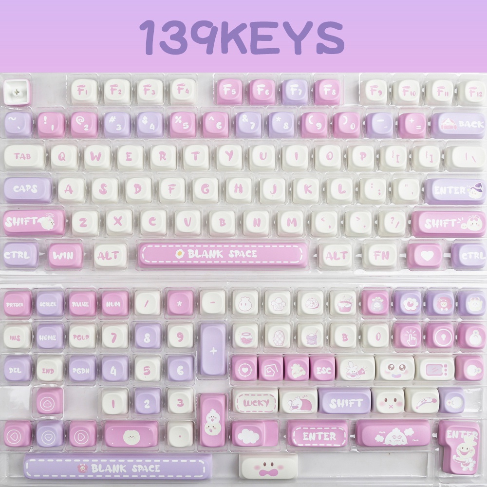 MOA Profile SOY MILK Keycaps PBT 141Keys/Set Five-sided Heat ...