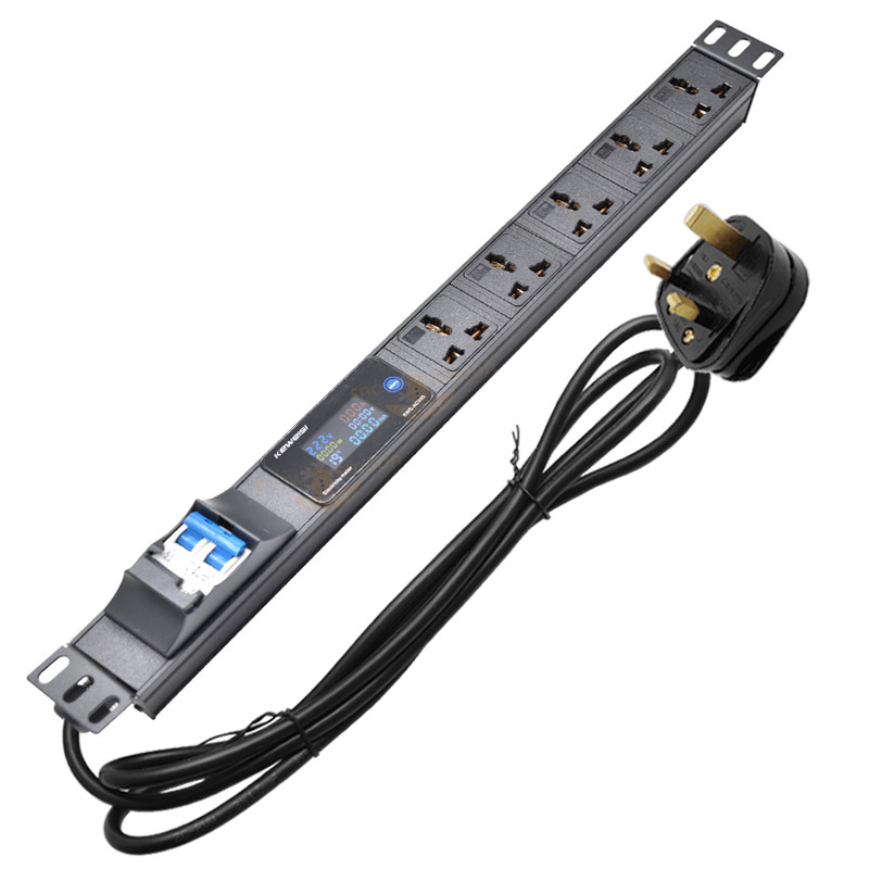 Multifunctional digital display meter PDU power distribution unit socket, UK/C14 plug, 4.5m wire ...