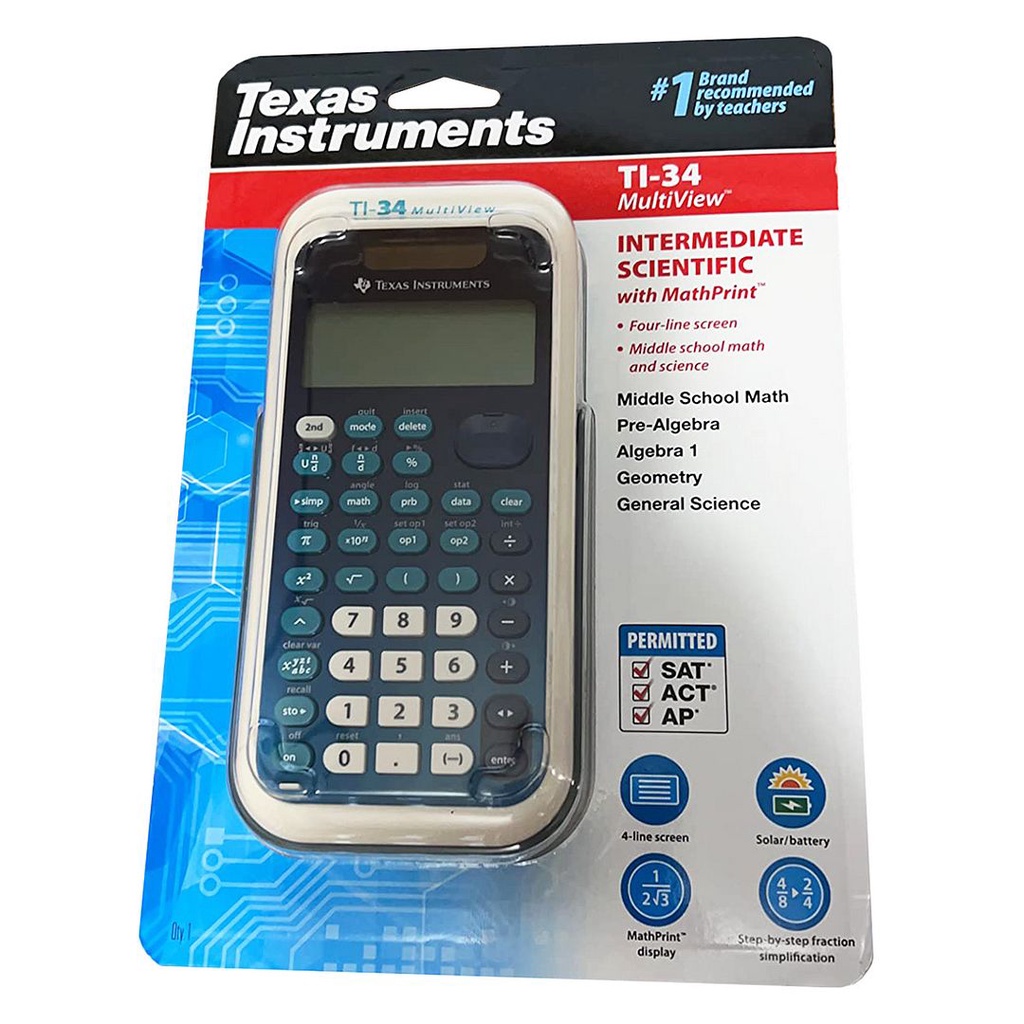 Texas Instruments TI-34 MultiView Scientific Calculator ( Blue/White ...
