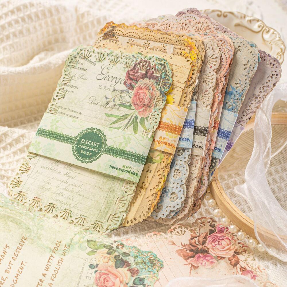 ENWEI 10 Pcs [Elegant Flower House Series] Vintage Journal Material ...