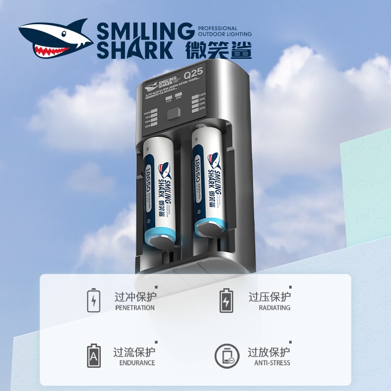 Smiling Shark Q14 Lithium Battery Charger 18650 26650 16340 Universal ...