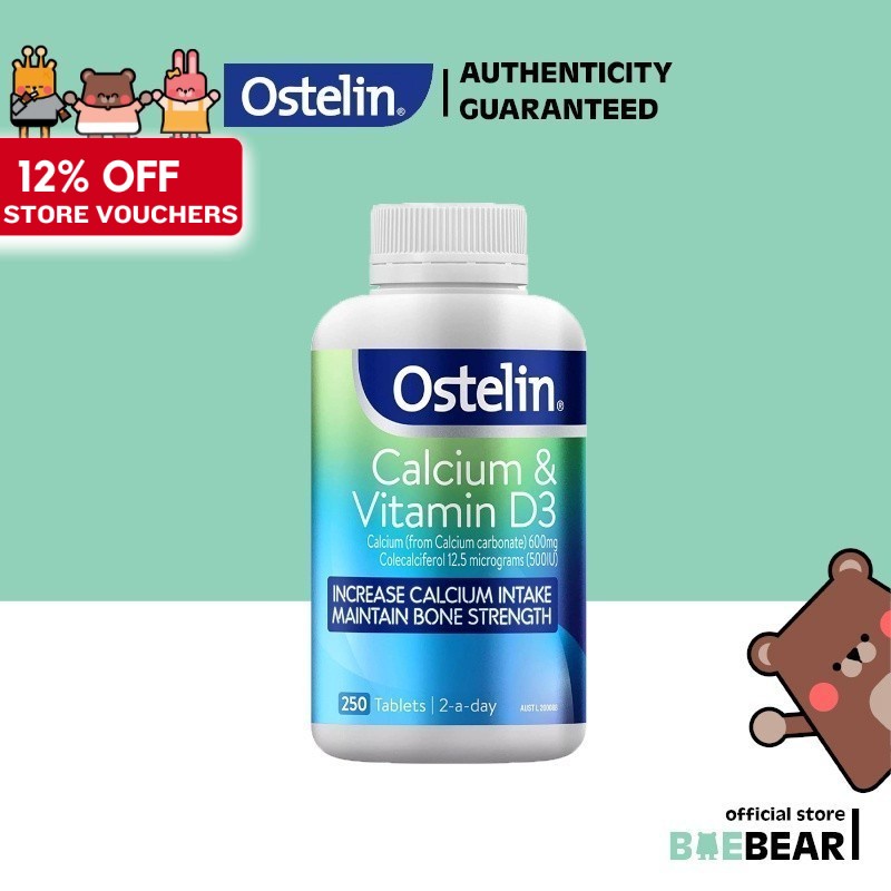 Ostelin Calcium and Vitamin D3 - Supports bone strength - 250 Tablets ...