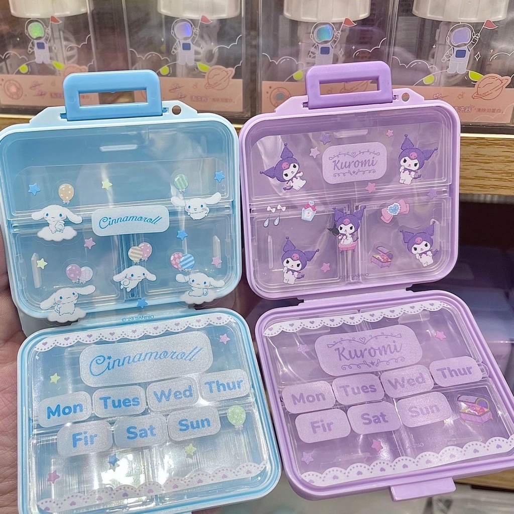 Cute Sanrio Diy Sticker Pill Box Cinnamoroll Accessories Kawaii Anime ...