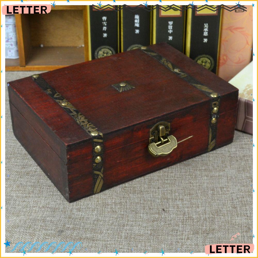 LETTER1 Treasure Chest, Organizer Vintage Lock Jewellery Storage Box ...