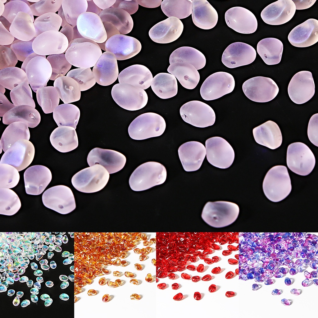 50Piece 6×8mm Czech Glaze Water Drop Beads Colorful Tulip Crescent ...