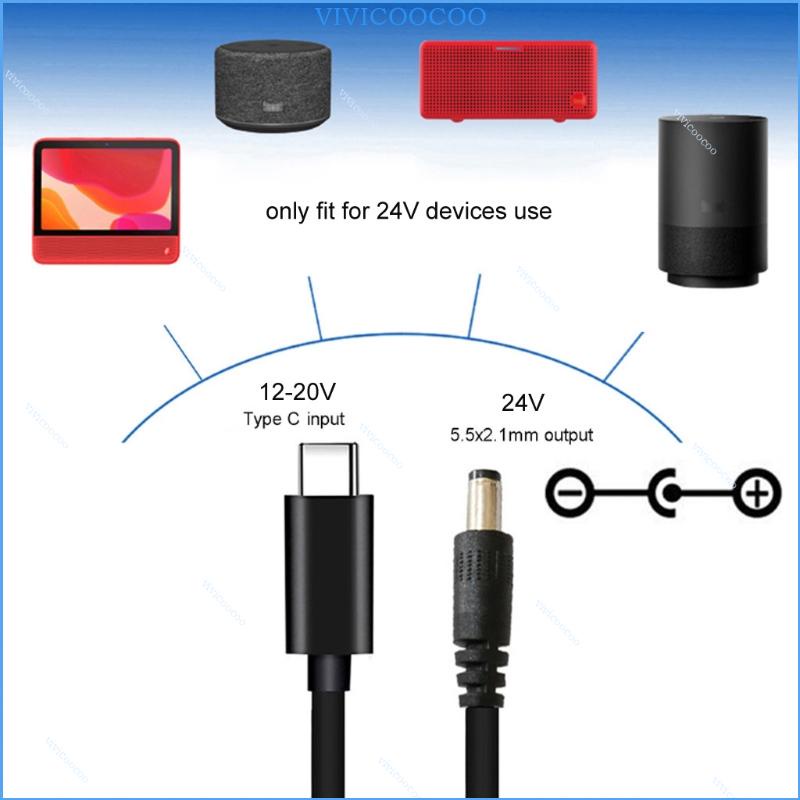 VIVI Type-C to DC Power Cable 24V USB-C Plug to DC 5 5 x 2 1mm Male ...