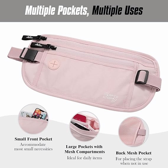 MoKo Secure Travel Money Belt, Undercover Hidden RFID Blocking Travel ...