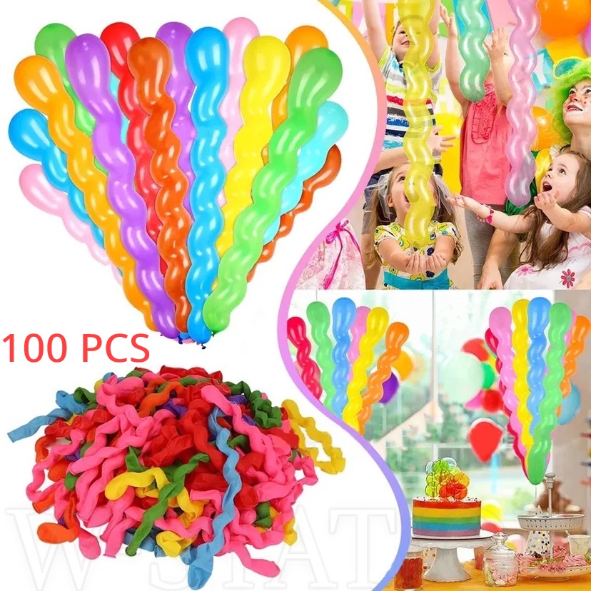 100 Pcs Random Color Spiral Twist Balloon / DIY Long Latex Balloon for ...