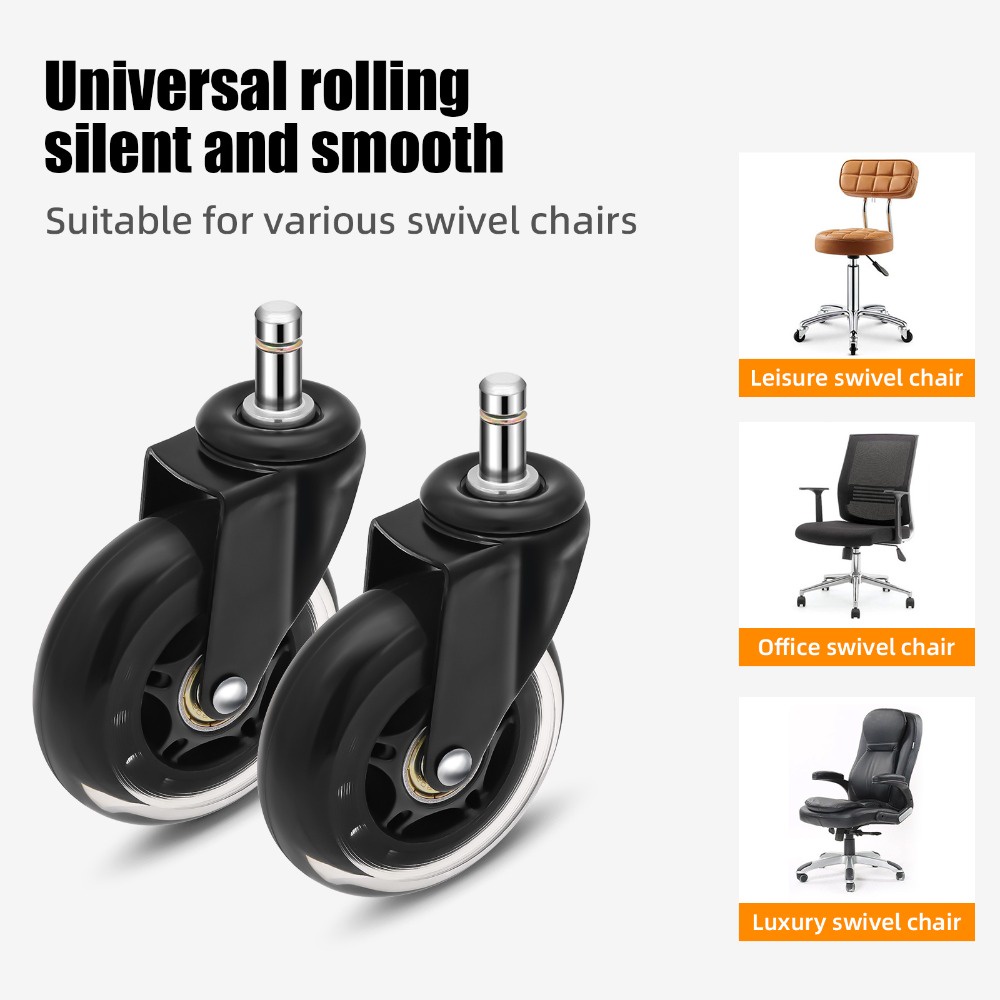 5pcs Universal Furniture Casters Wheels 3 Inch Rubber 360 Degree ...