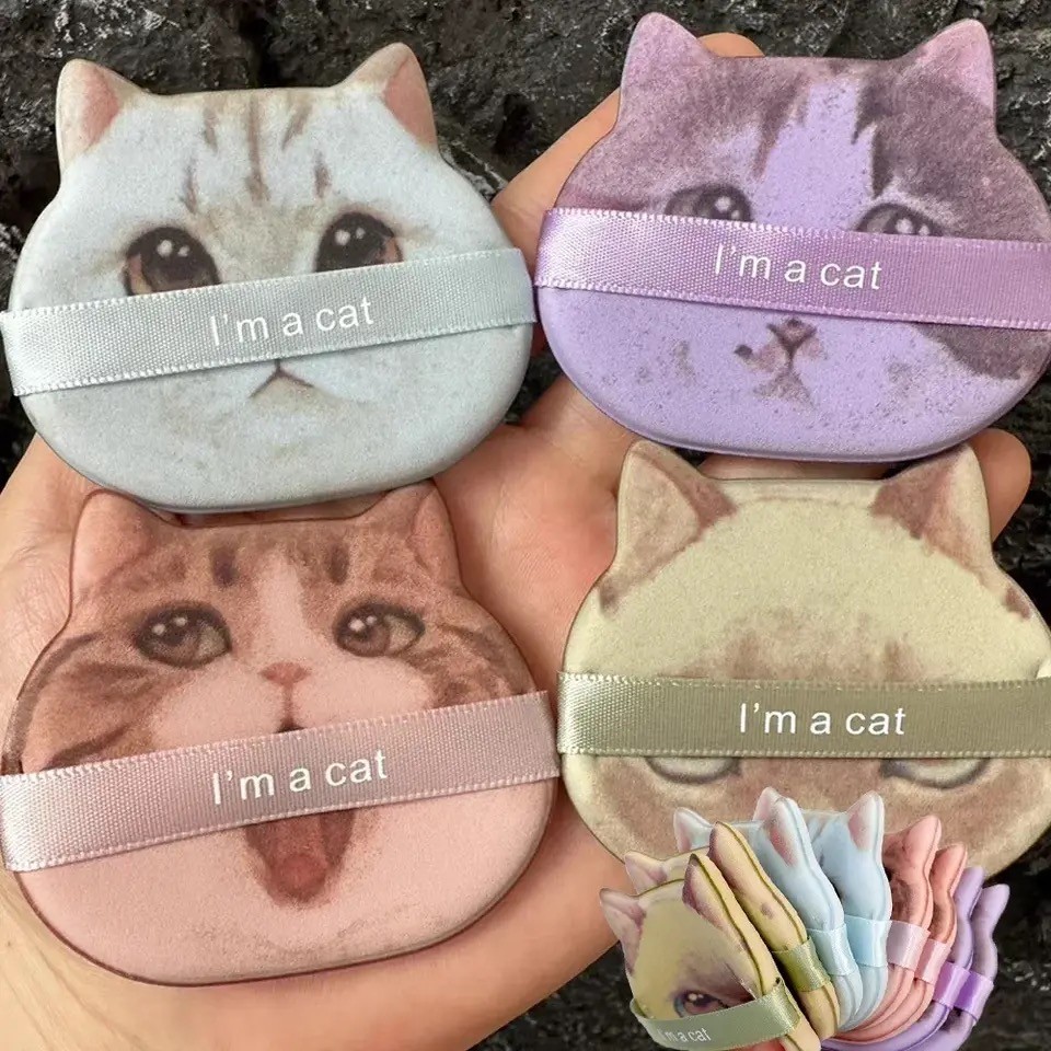 Cartoon Cat Double Side Makeup Puff Soft Makeup Sponge Dry and Wet Dual ...
