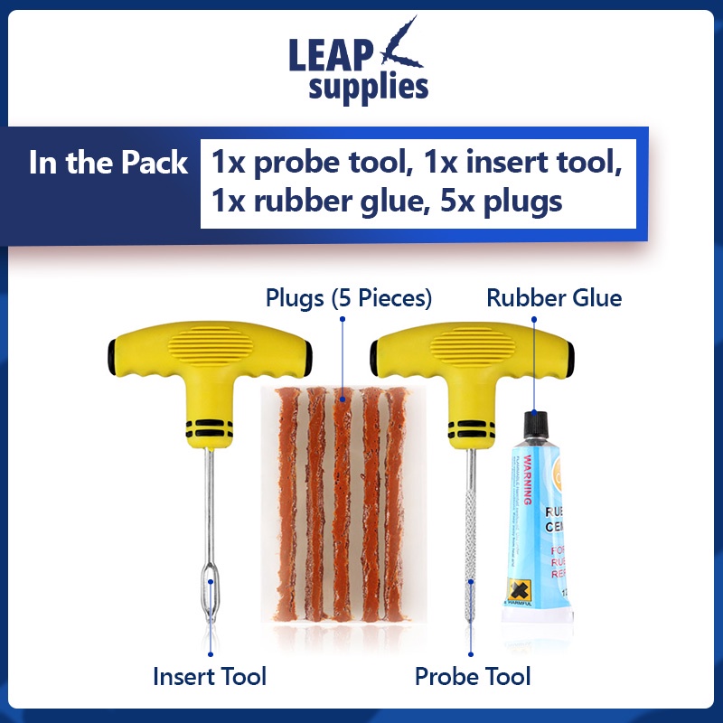 LEAP Car Tyre Patch Kit | Emergency Tyre Repair Glue | Punctured Tire ...