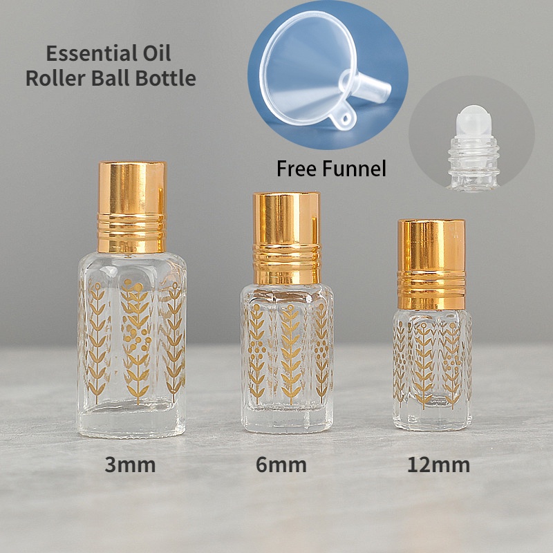 3ml 6ml 12ml Essential Oil Container Gold Luxury Empty Refillable Mini ...