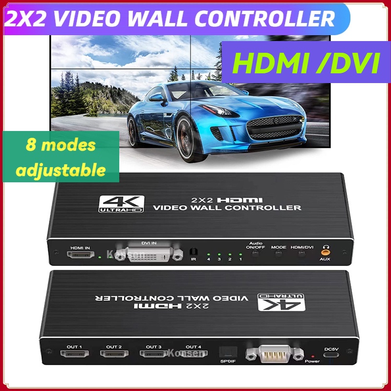 2x2 Video Wall Controller Processor 1x2 1x3 1x4 2x1 3x1 4x1 4K DVI HDMI ...