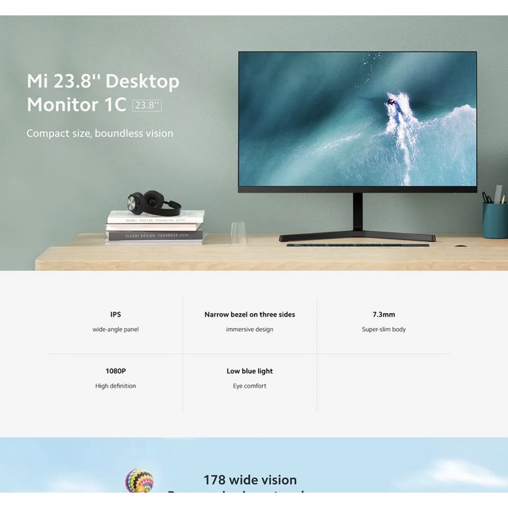 3 years Warranty xiaomi Desktop Monitor Display 1C 23.8 Inch IPS Panel ...