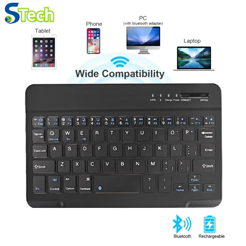 7/10inch Bluetooth Keyboard Wireless Keyboard Bluetooth Mini English ...