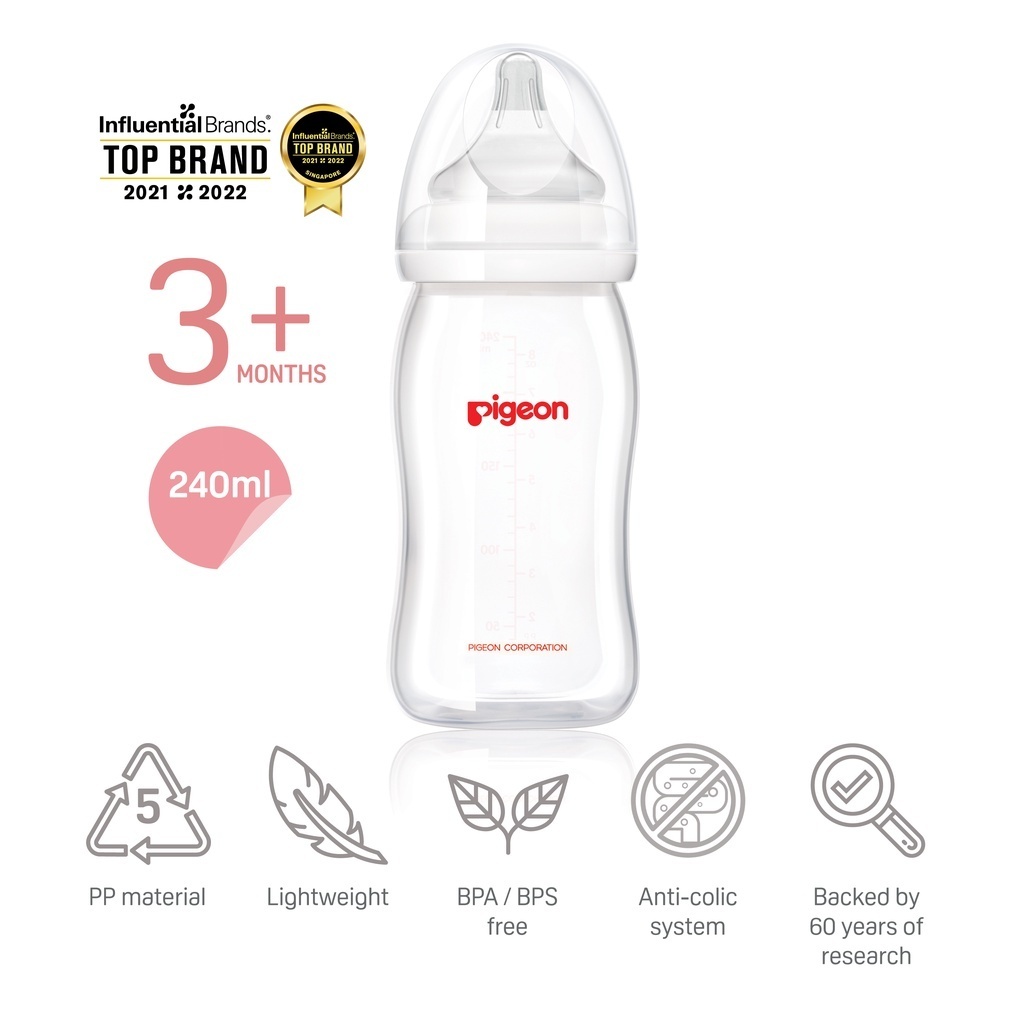 Pigeon Softouch Tm Peristaltic Plus Pp 240Ml (M) | Shopee Singapore