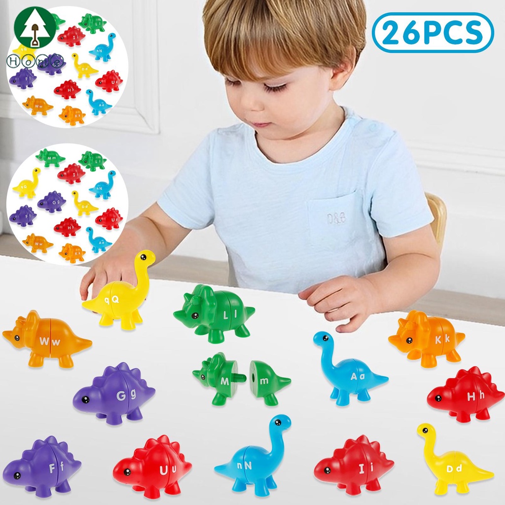 13Pcs Matching Letters Fine Motor Toy Double-Sided ABC Dinosaur Alphabet Match Game with ...