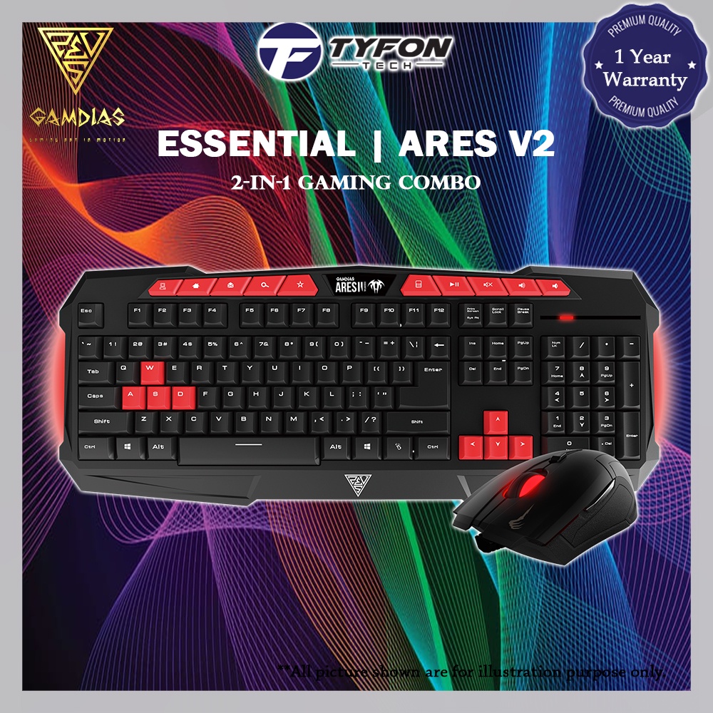Gamdias ARES V2 Essential 2-in-1 Combo Gaming Keyboard + Gaming Mouse ...