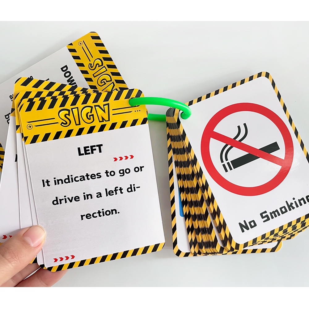 50 Cards Kids Learning Traffic Signals English Words Safety Edducation ...