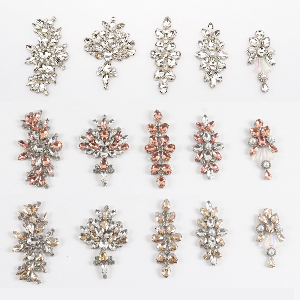 3-Color Diamond Beaded Crystal Patch Rhinestone Patch Adhesive Fabric ...