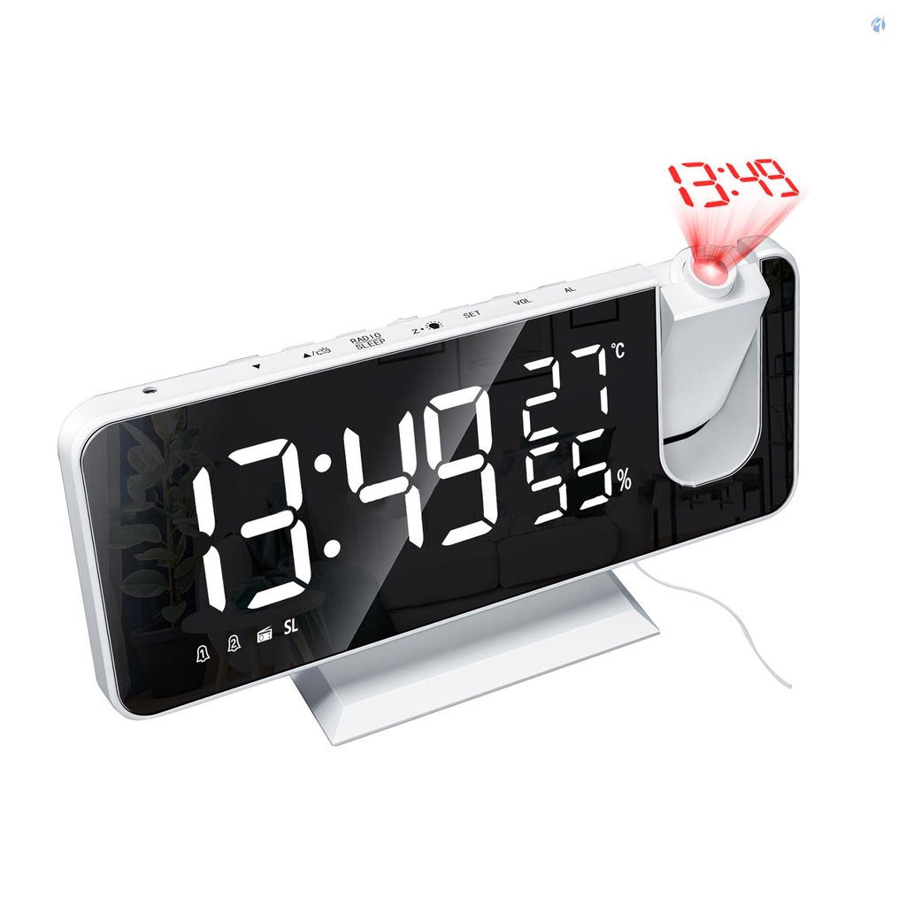 Digital Projection Alarm Clock with Mirror Surface 4-in-1 180 Degree ...