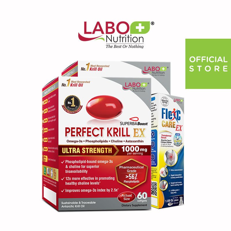 [Bundle Set] LABO Nutrition Perfect Krill EX x2 + LABO Nutrition FlexC ...