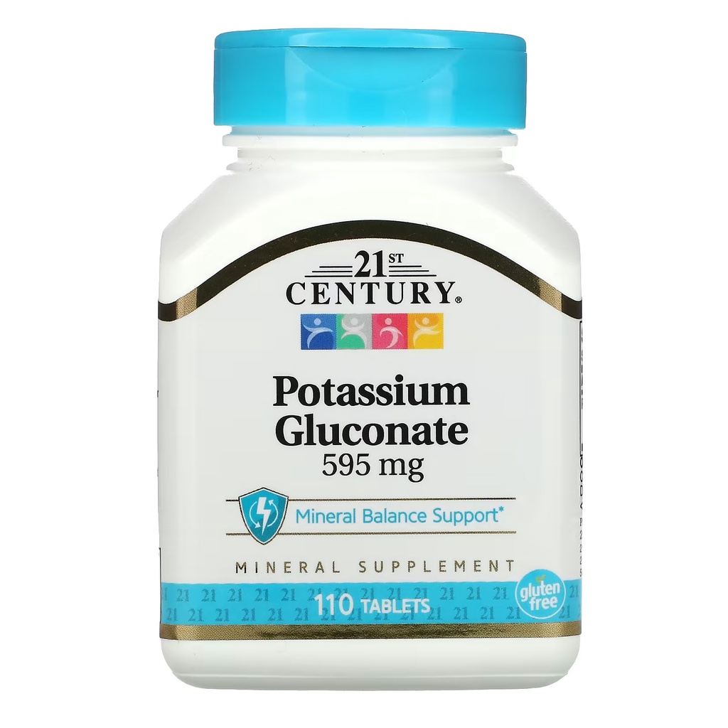 21st Century Potassium Gluconate 595mg 110 Tablets, Mineral Balance ...