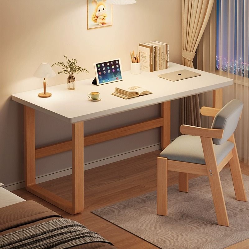 Solid Wood Desk Nordic Modern Long Computer Desk Home Bedroom Desk ...