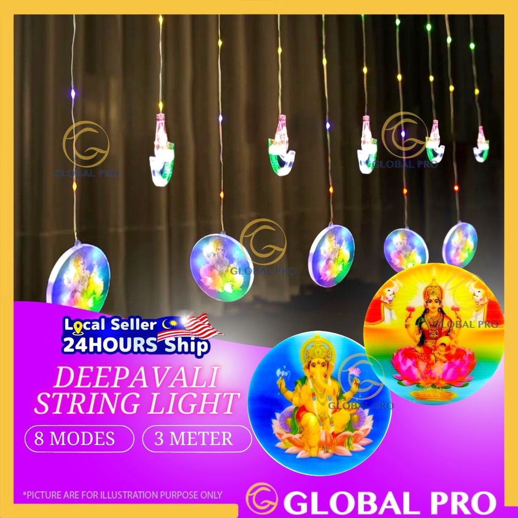 VINAYAGAR / LAKSHMI String Light Deepavali Light Diwali Light Lampu LipLap Waterproof Fairy ...