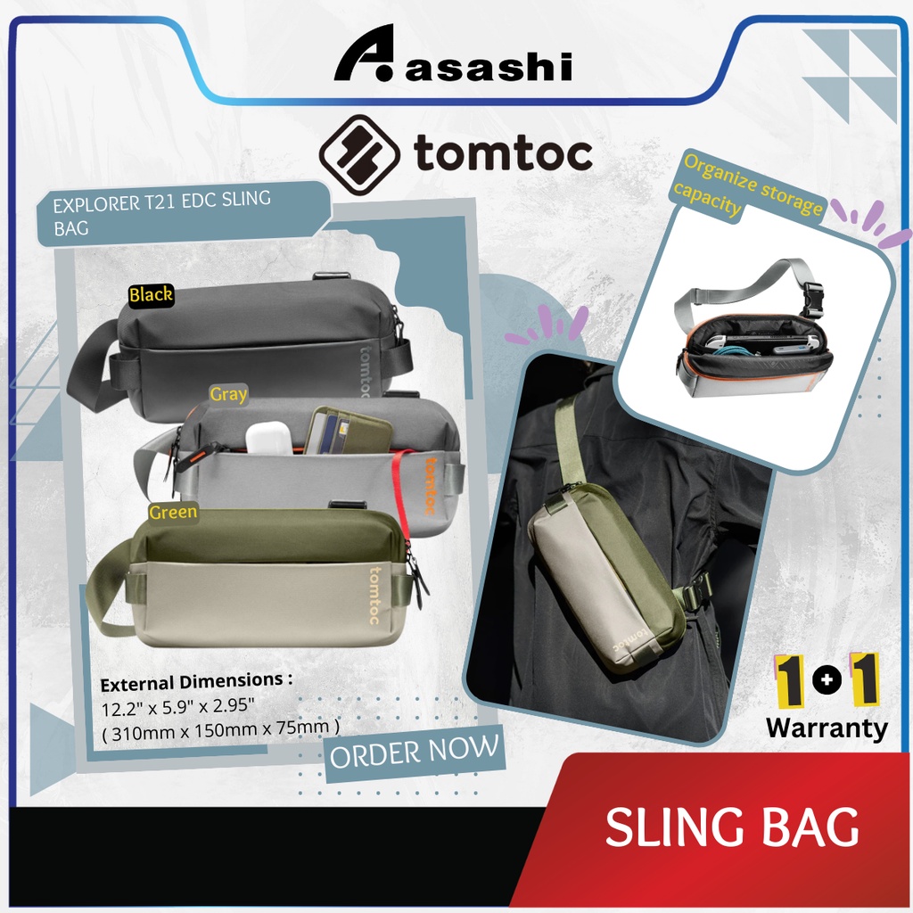 Tomtoc Explorer T21 Edc Sling Bag / Crossbody Bag / Shoulder Bag ...