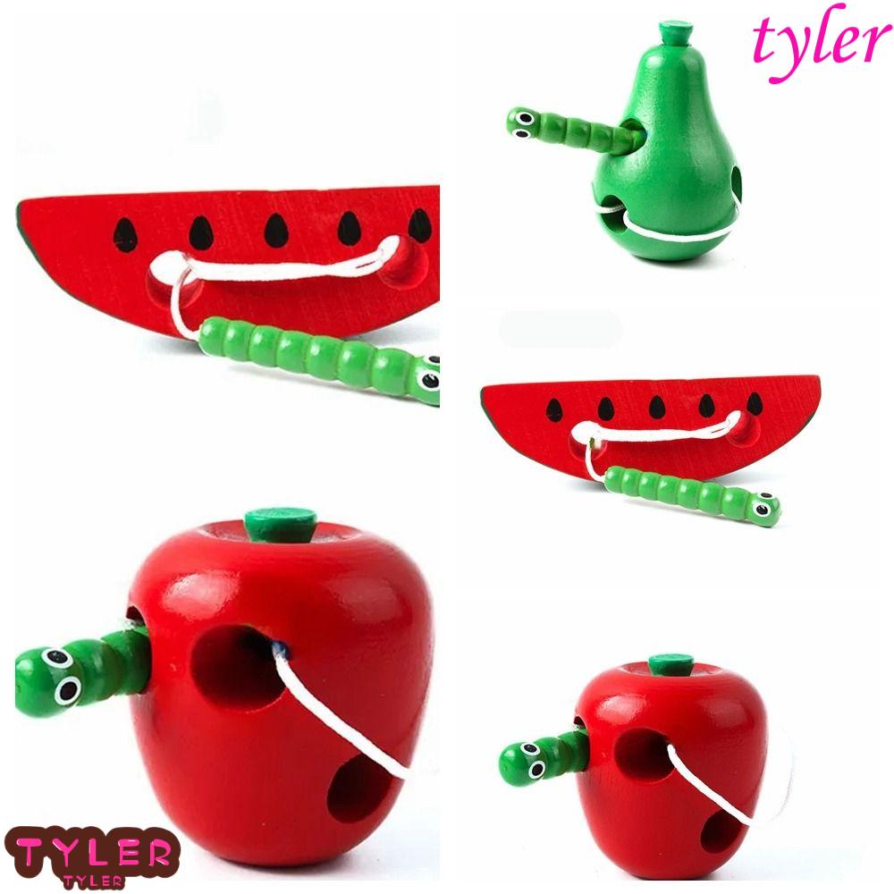 TYLER Montessori Sensory Wooden Toys, Pear Educational Worm Eat Fruit ...
