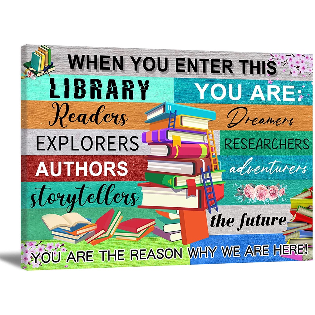 Inspirational Wall Art For Library Colorful Reading Quote Poster ...