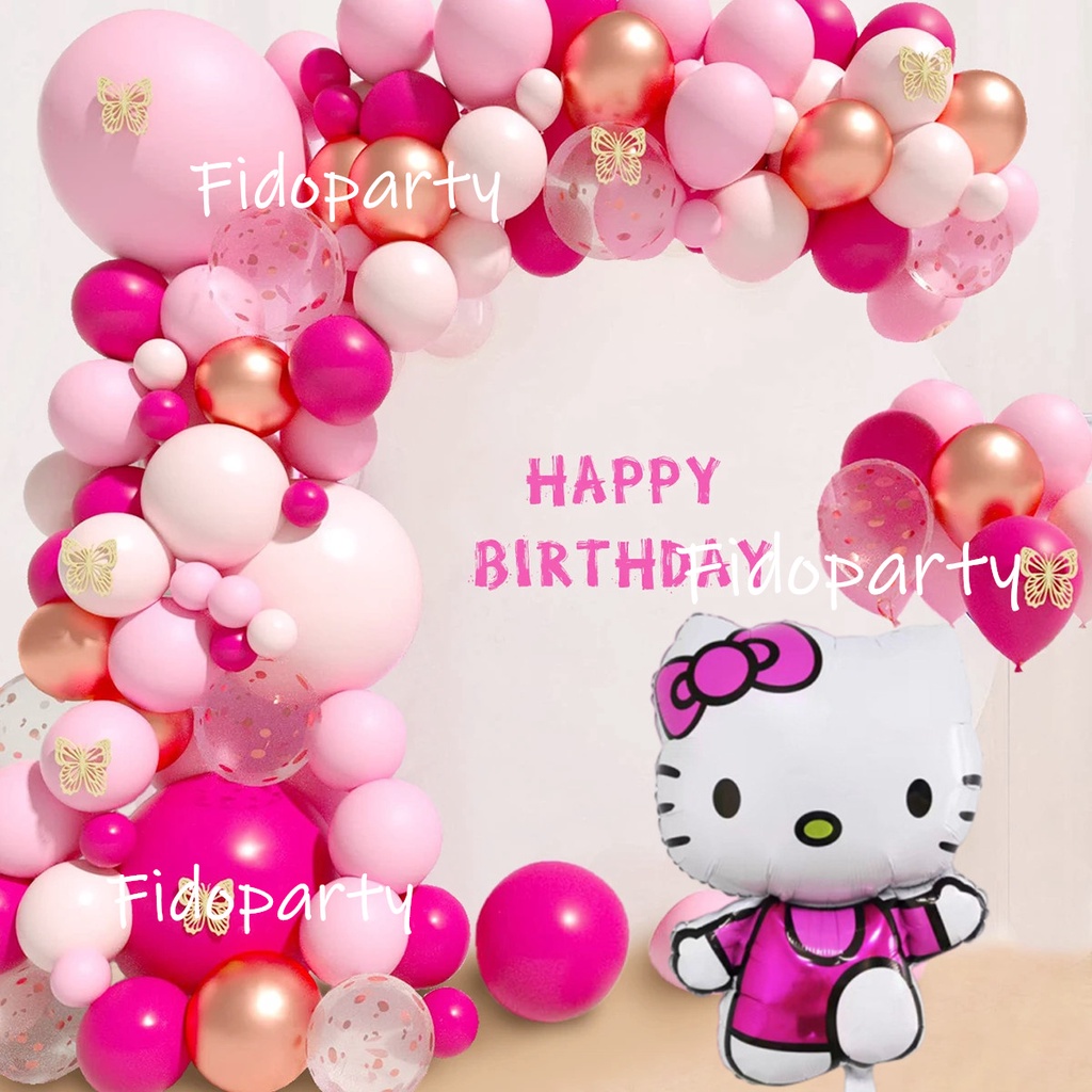 Hello Kitty Pink Balloons Garland Arch Kit Latex Ballons Wedding ...