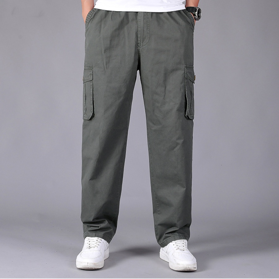 [M-6XL] Cargo Pants Men Plus Size Elastic Waist Long Pants Multi Pocket ...