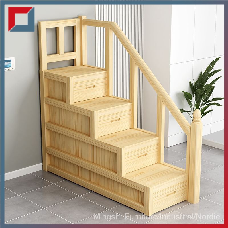 Solid wood step cabinet mother bed staircase cabinet children's bed ...